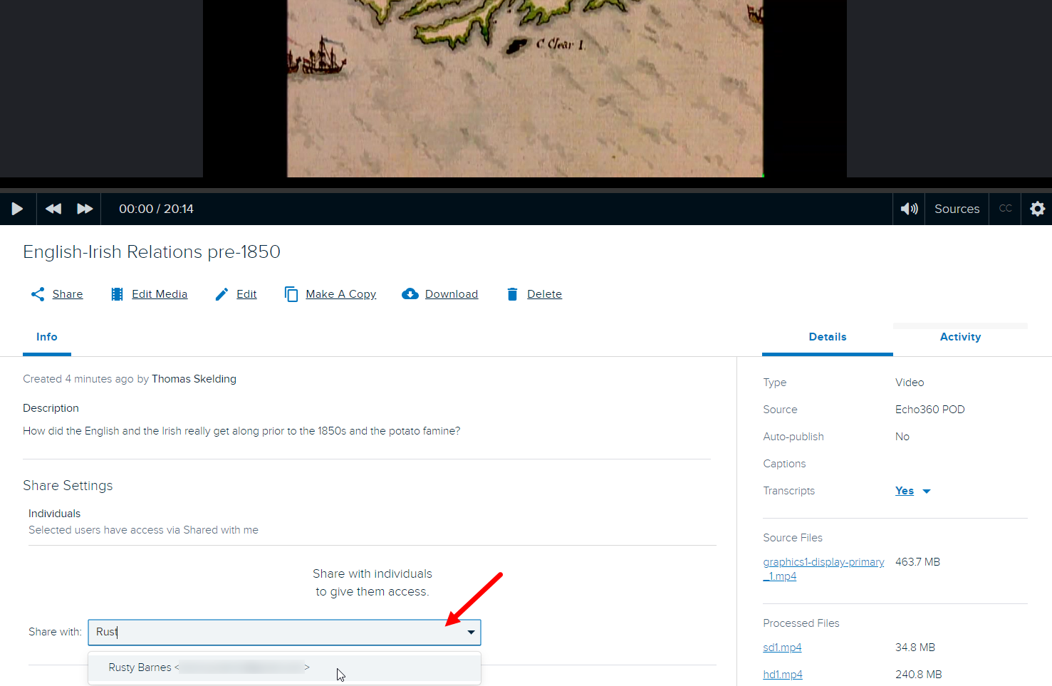 EchoVideo: Sharing and Unsharing Media with Other Users – Support