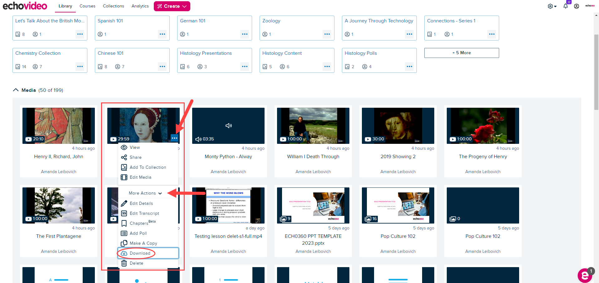 EchoVideo: Downloading Media from your Library – Support