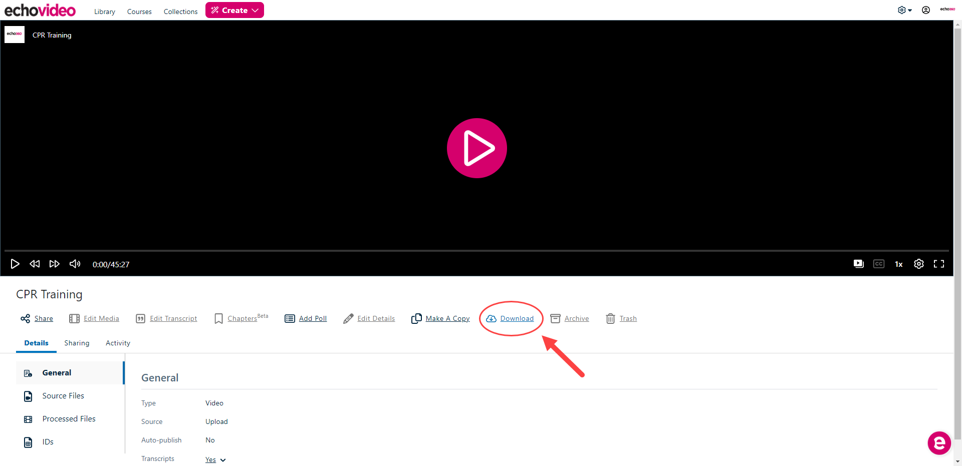 EchoVideo: Downloading Media from your Library – Support