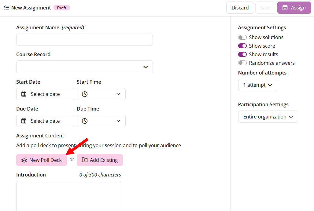 EchoPoll: Creating an Assignment – Support