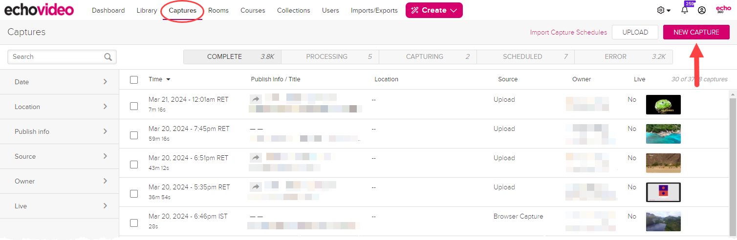 EchoVideo: Creating Captures and Capture Schedules – Support