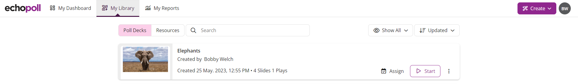 EchoPoll: Creating an Assignment – Support