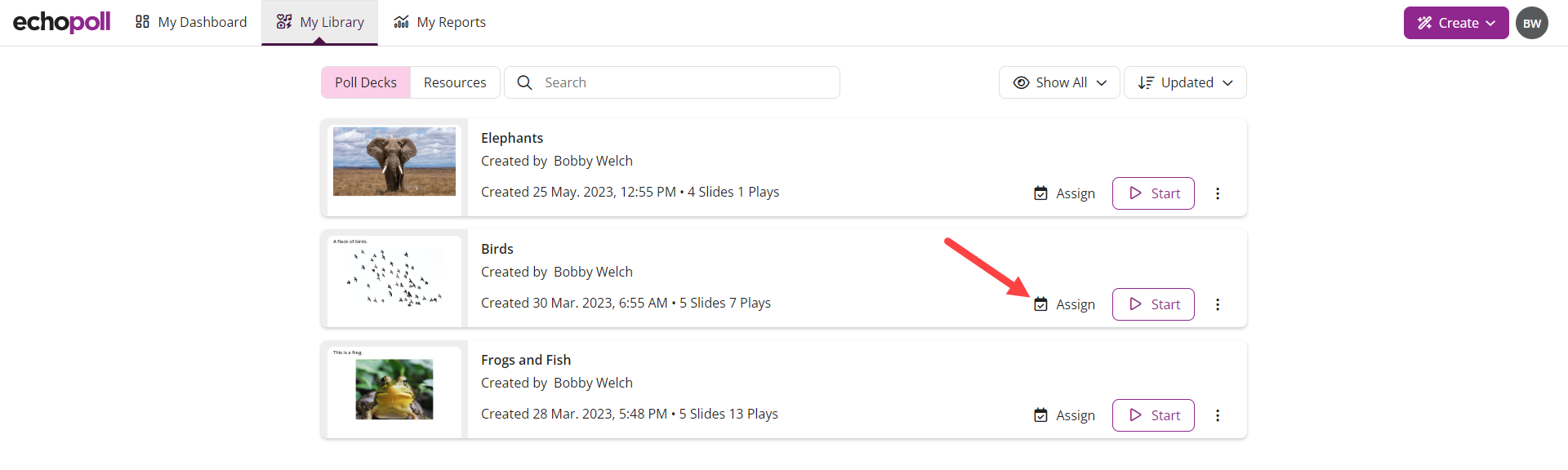 EchoPoll: Creating an Assignment – Support