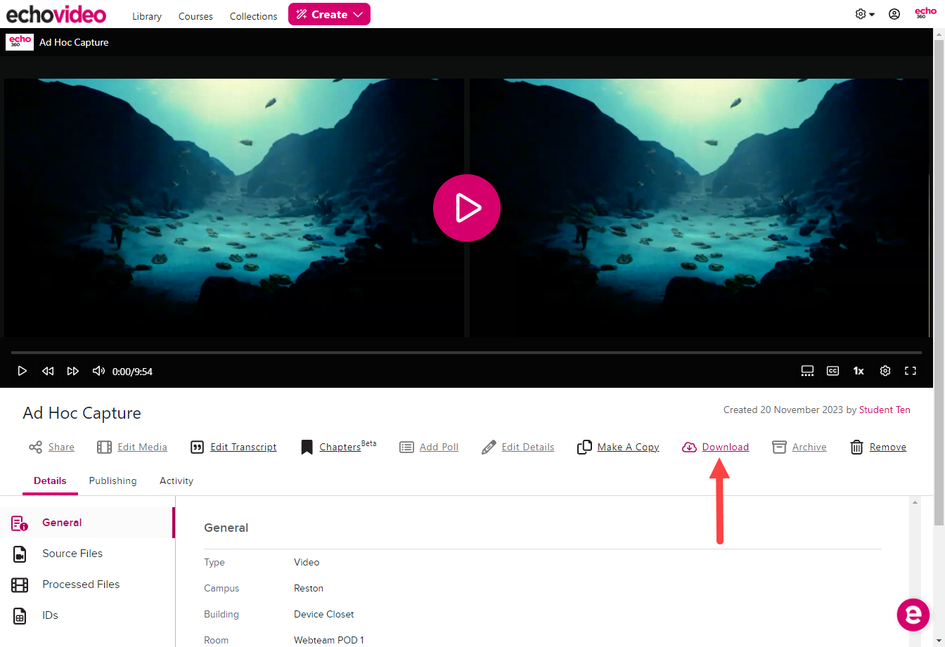 EchoVideo: Downloading Media from your Library – Support